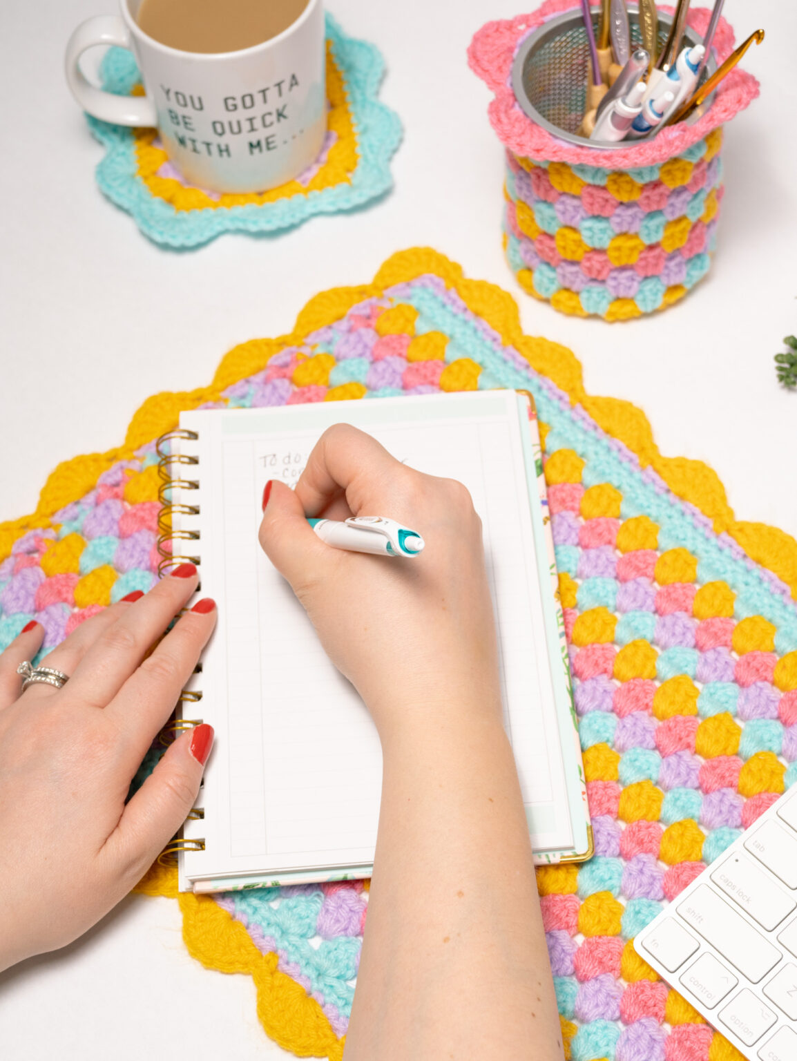 Crochet Home Decor - The Granny Stitch Desk Set - Just Be Crafty