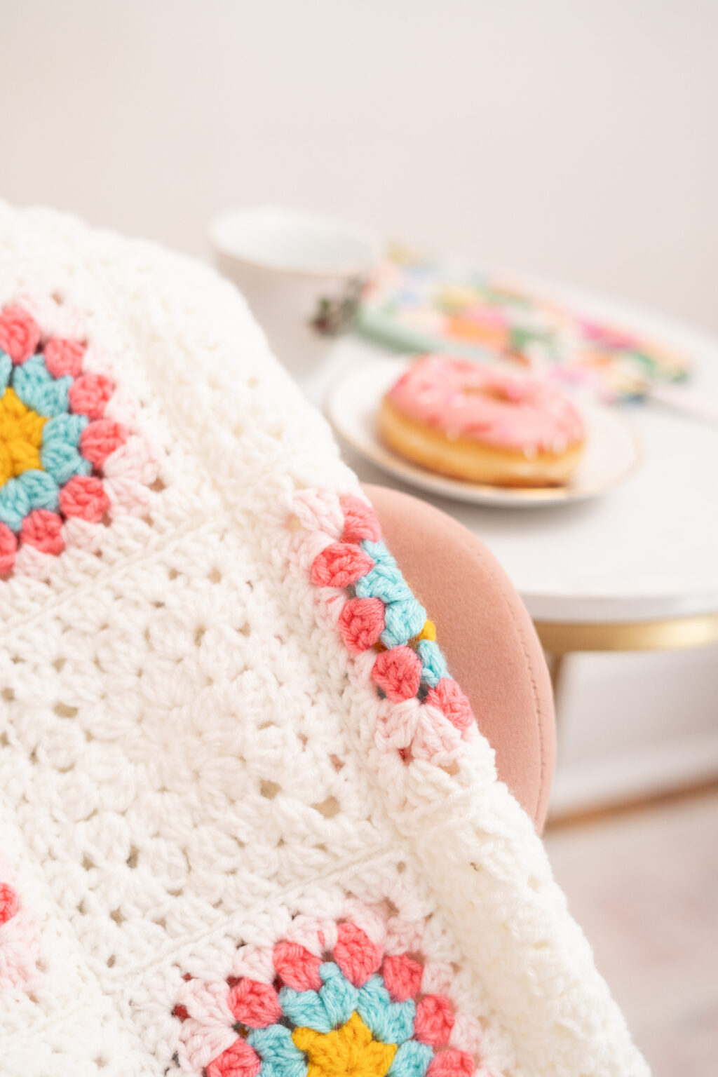Raspberry Sprinkle Granny Square Blanket - Just Be Crafty